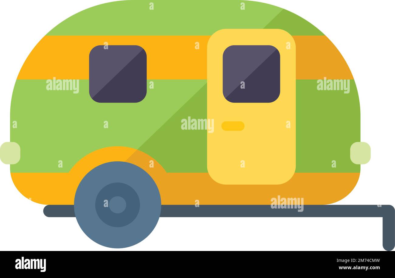 Camper rv icon flat vector. Auto bus. Van trailer isolated Stock Vector ...