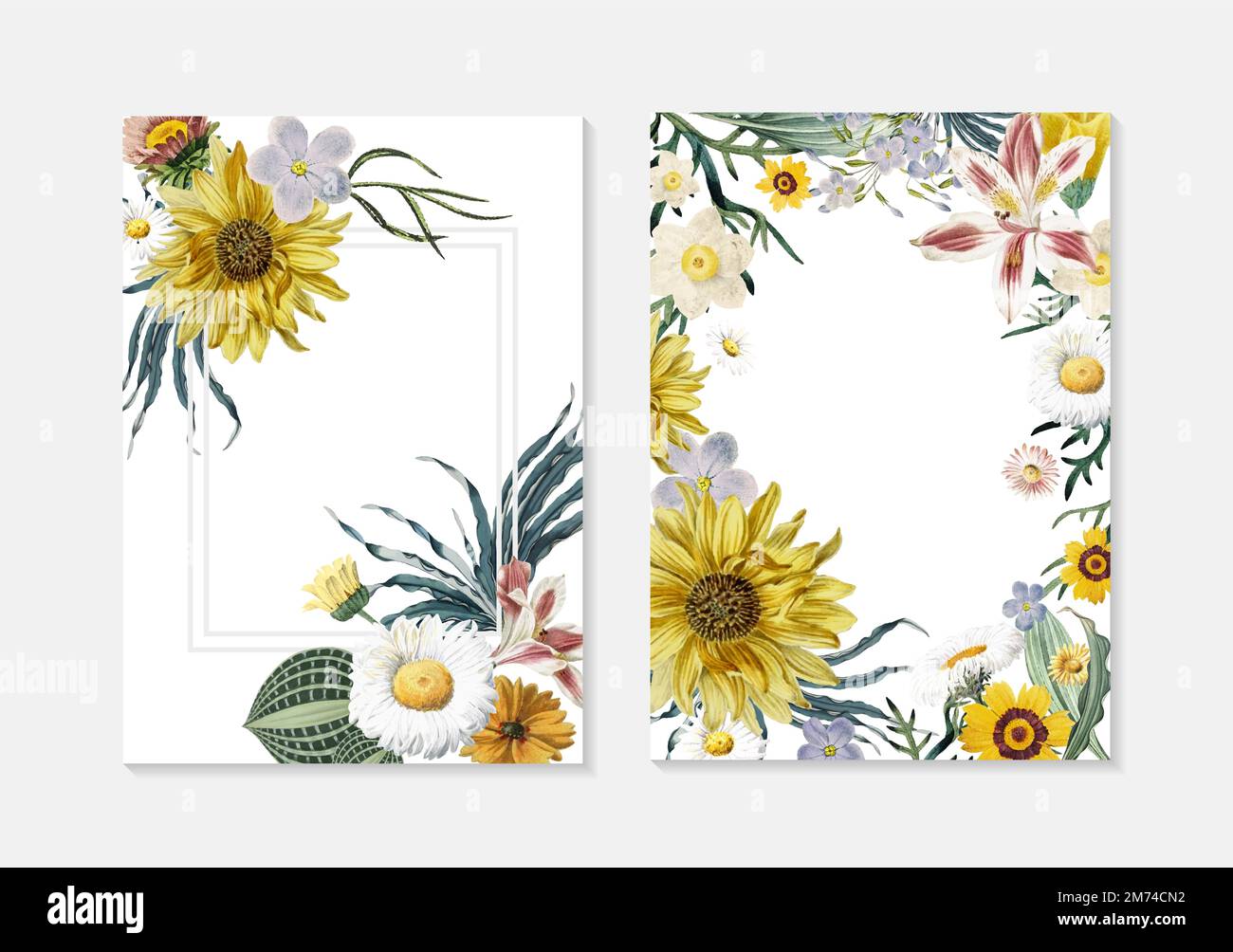 Set of floral framed invitation card vectors Stock Vector Image & Art ...