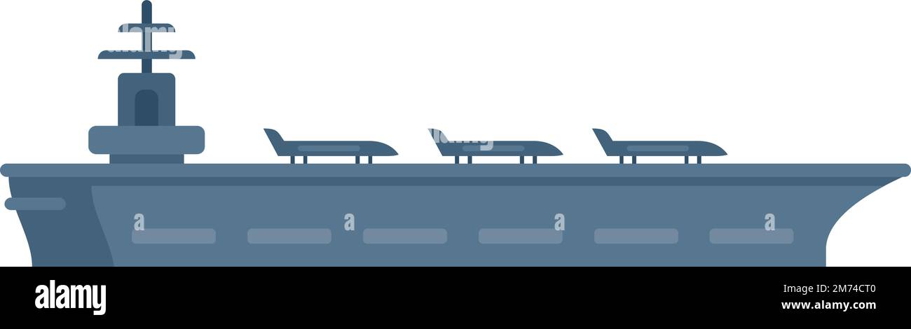 Combat aircraft carrier icon flat vector. Naval view. Boat sea isolated ...