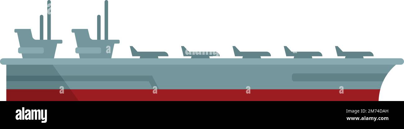 Military aircraft carrier icon flat vector. Navy ship. Top war isolated ...