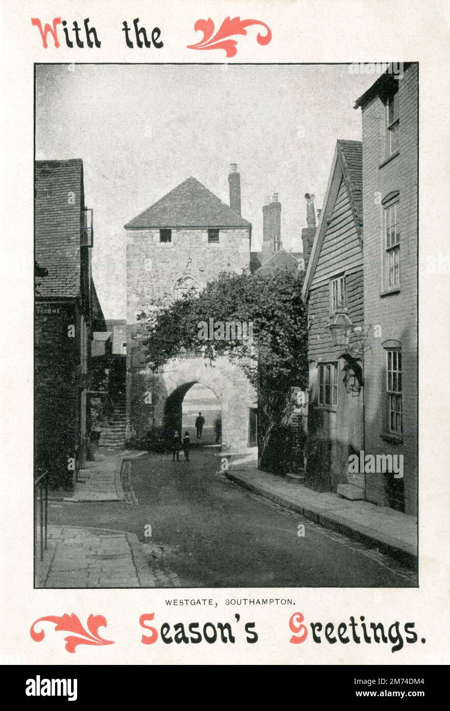 Southampton, Hampshire. circa.1910. An antique greetings card depicting ...