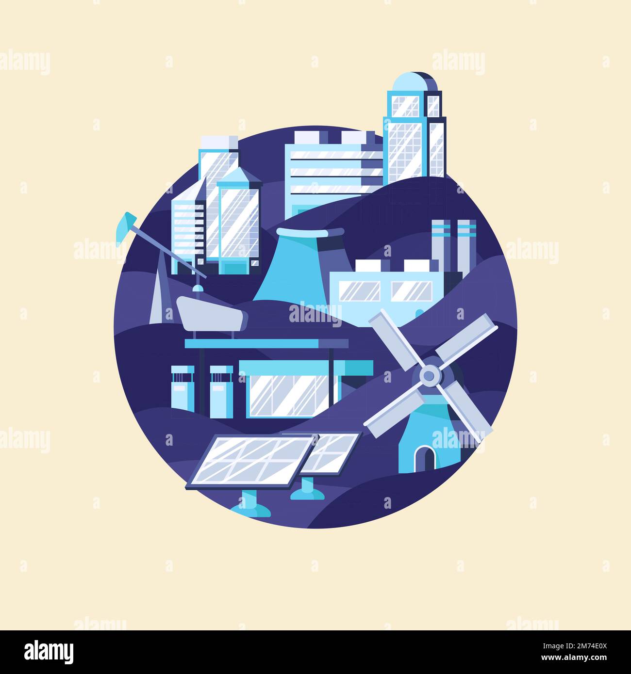 Wind turbine in blue Stock Vector Images - Alamy