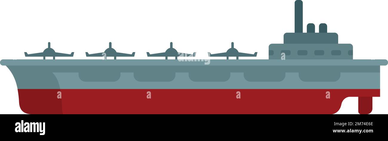Sea aircraft carrier icon flat vector. Navy ship. Naval view isolated ...