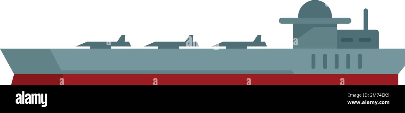 Weapon carrier ship icon flat vector. Navy battleship. Naval view ...