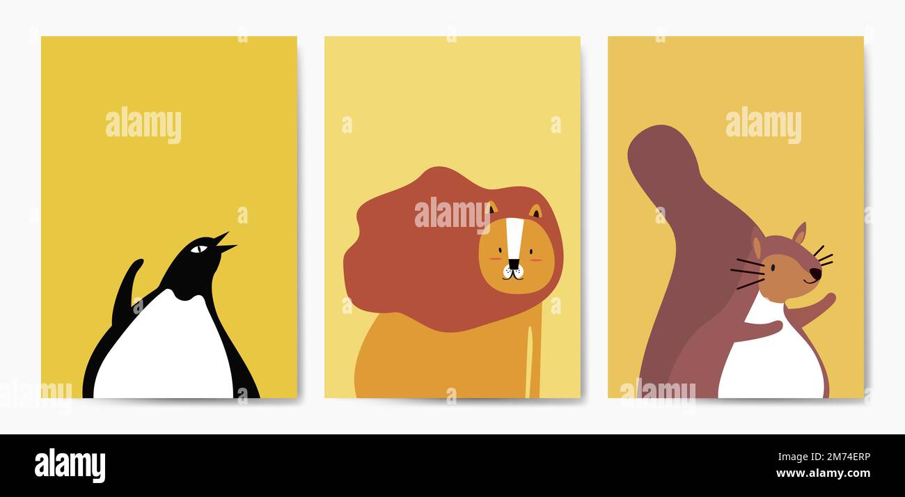 Collection of cute animals in cartoon style vector Stock Vector Image ...
