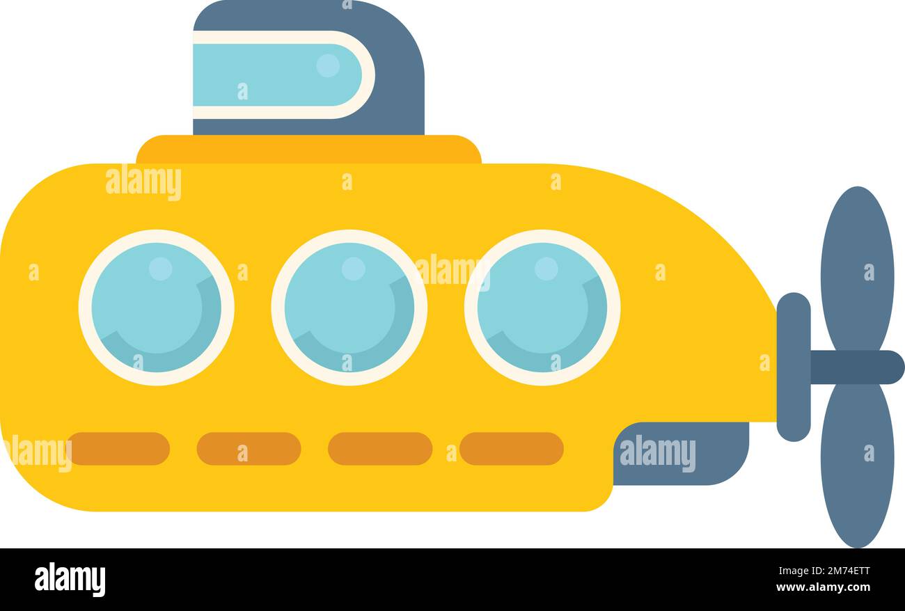 Underwater bathyscaphe icon flat vector. Submarine ship. Sea boat ...