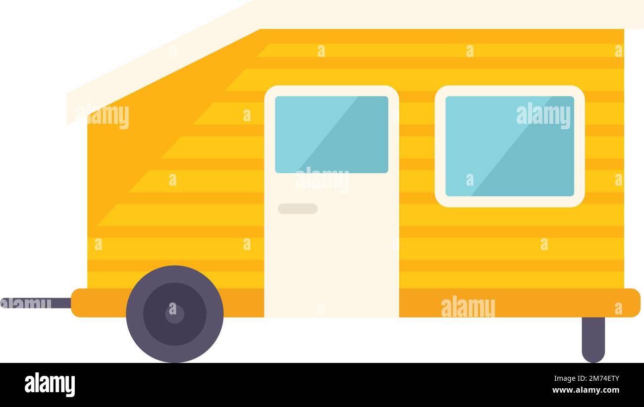 Travel trailer icon flat vector. Auto bus. Camp home isolated Stock Vector Image & Art - Alamy