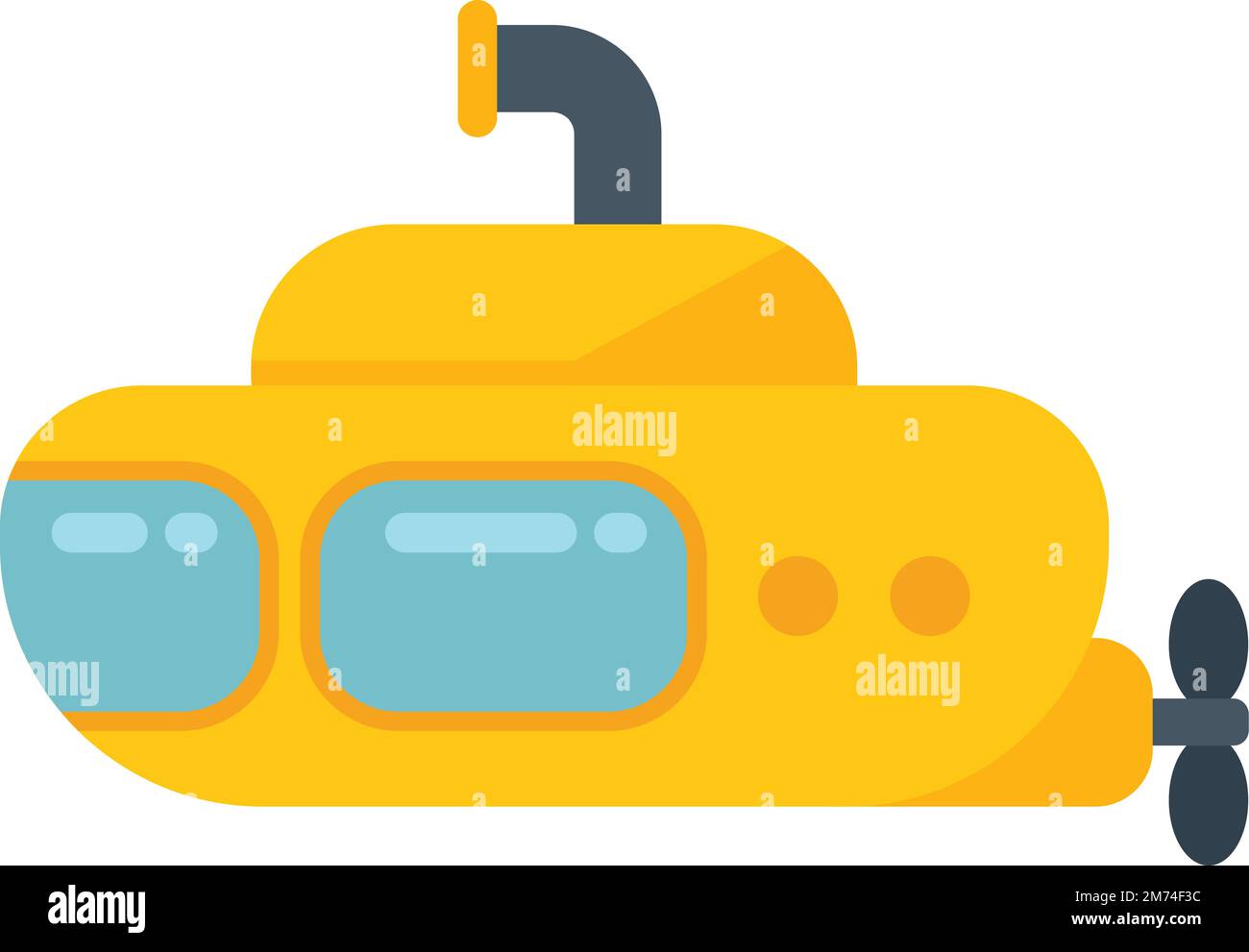 Marine submarine icon flat vector. Sea ship. Deep propeller isolated ...