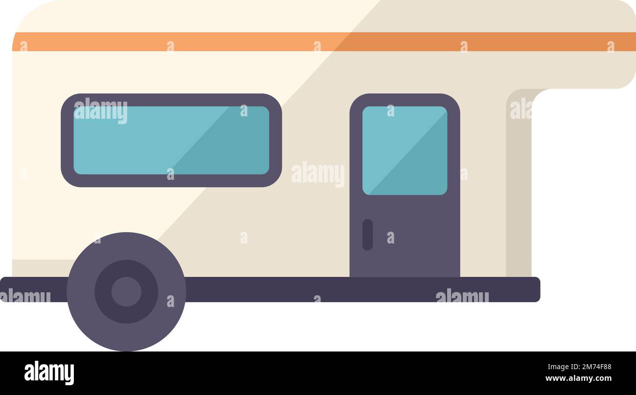 Holiday trailer icon flat vector. Car camper. Auto bus van isolated ...