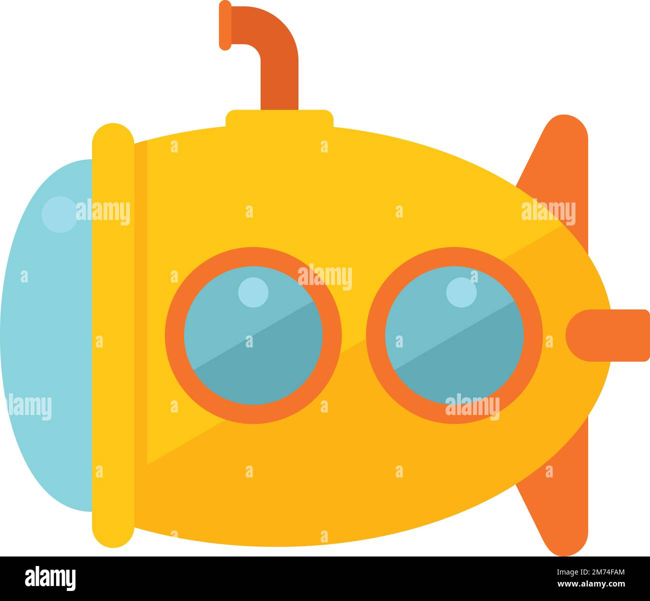 Propeller submarine icon flat vector. Sea boat. Ocean porthole isolated ...