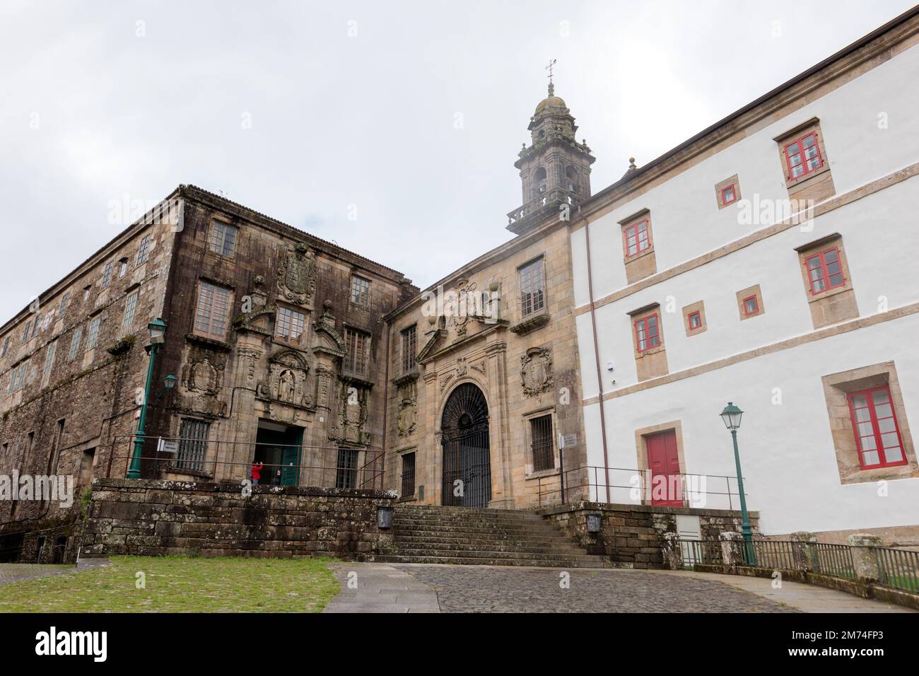 A beautiful shot of historic buildings in the streets of Galicia, Spain ...