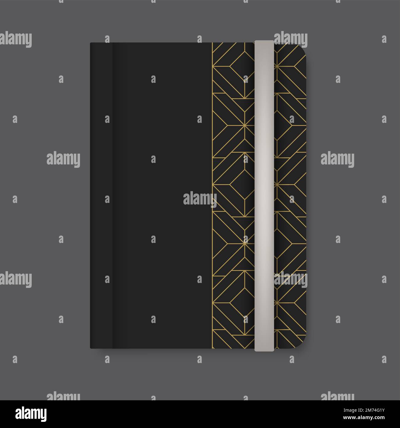 Golden geometric pattern cover of a black diary vector Stock Vector ...