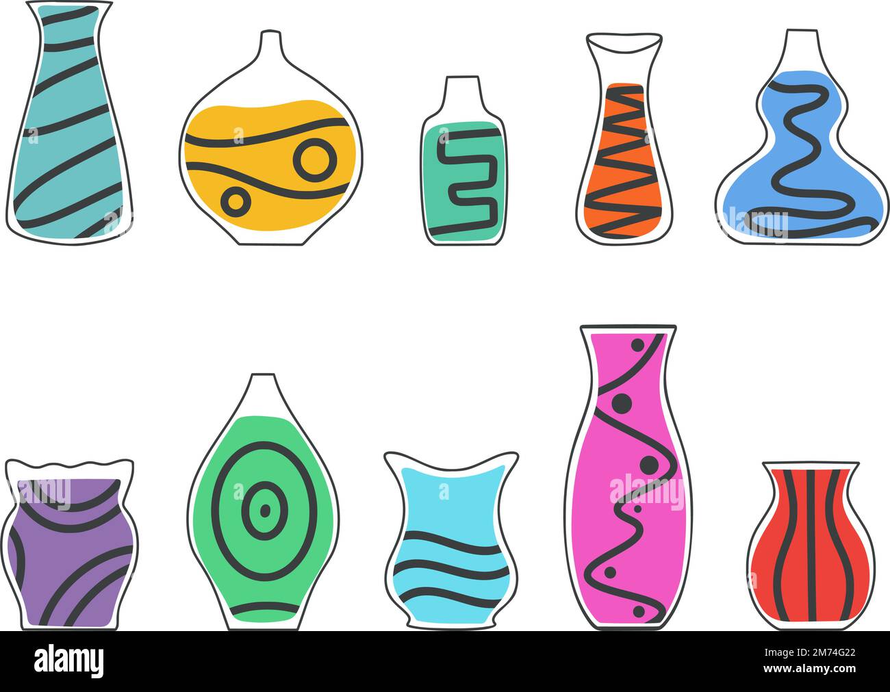 Set modern flower vases on white background Stock Vector Image & Art ...