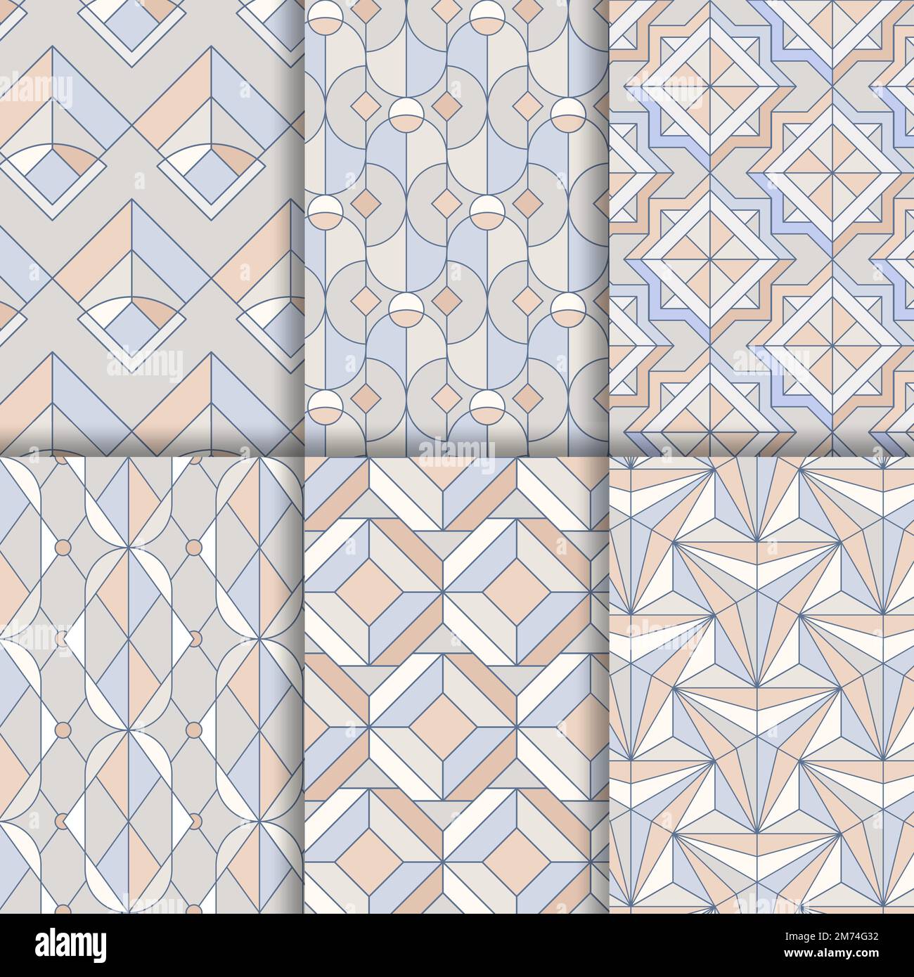 Colorful pastel geometric seamless patterns set Stock Vector Image ...