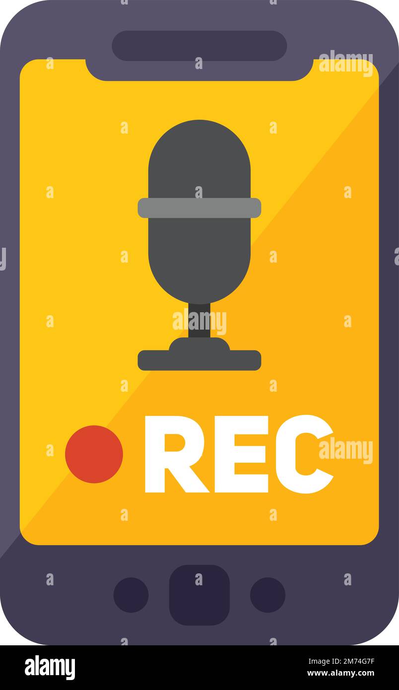 Rec media reportage icon flat vector. Camera tv. Reporter crew isolated ...