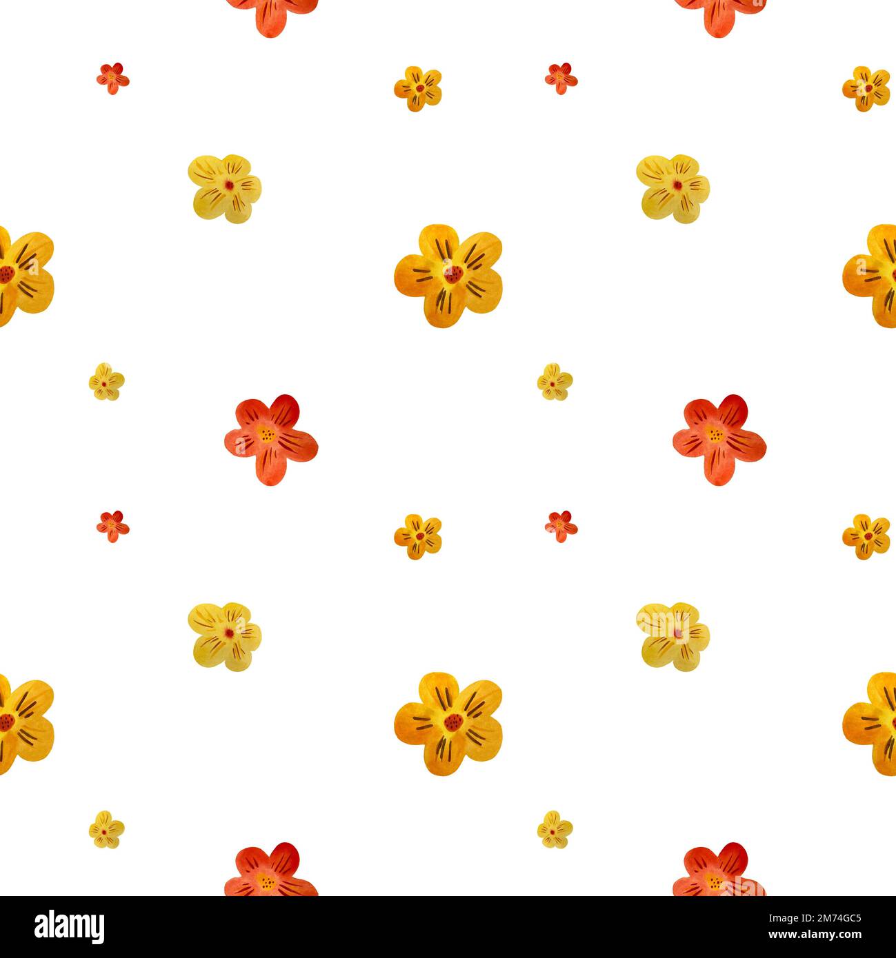 Flower red yellow orange simple seamless pattern Stock Photo - Alamy
