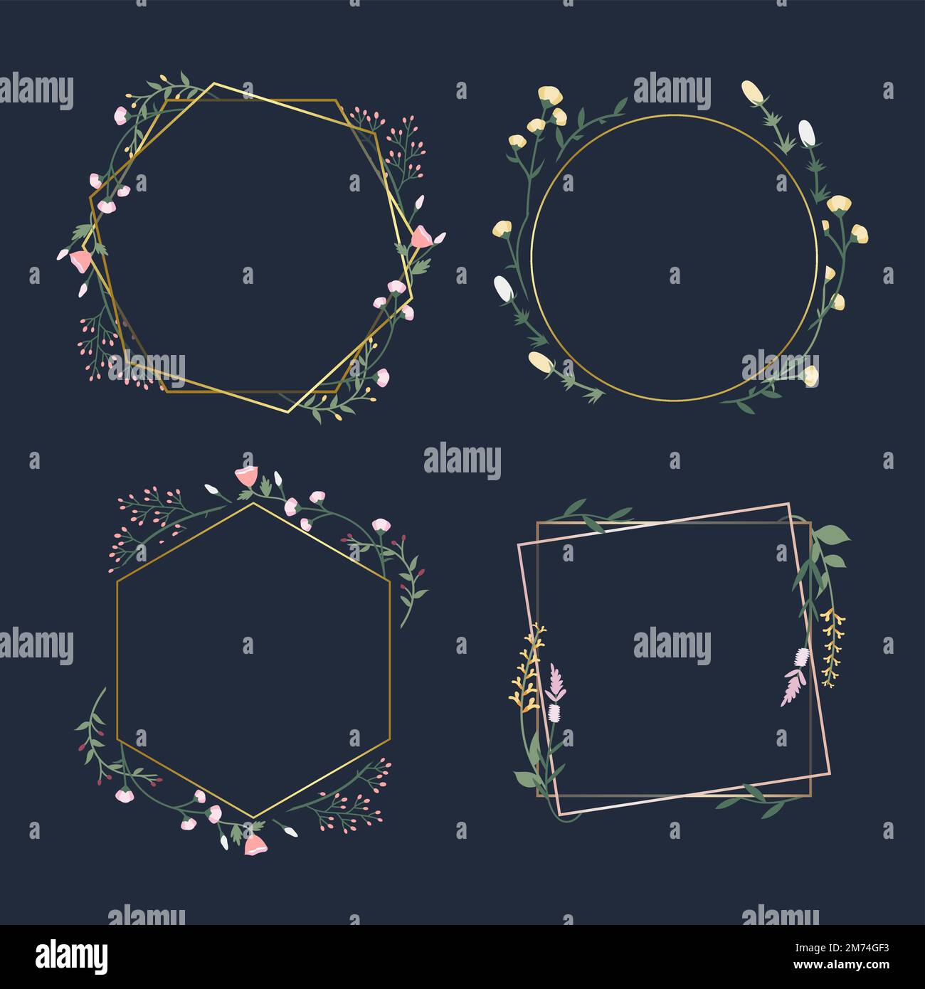 Set of floral frame vectors Stock Vector Image & Art - Alamy