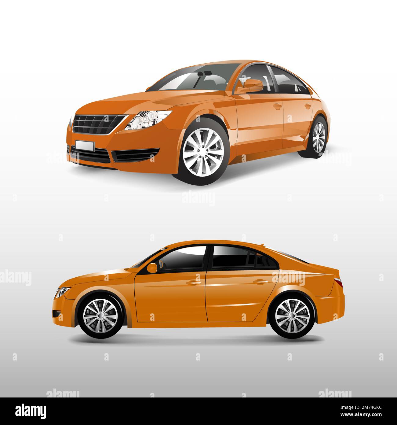 Orange sedan car isolated on white vector Stock Vector Image & Art - Alamy