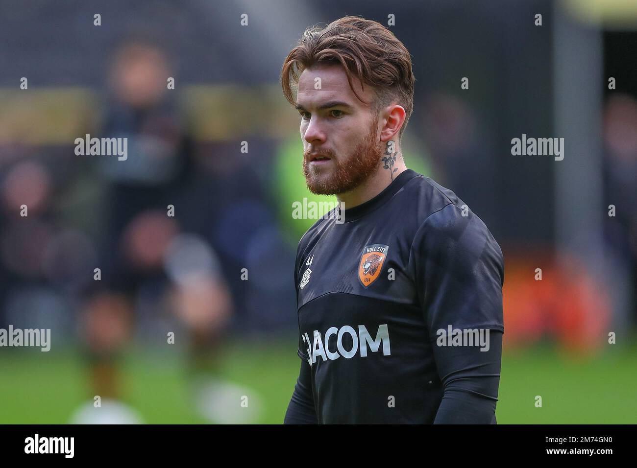 Aaron Connolly #44 of Hull City during the pre-game warm up ahead of ...