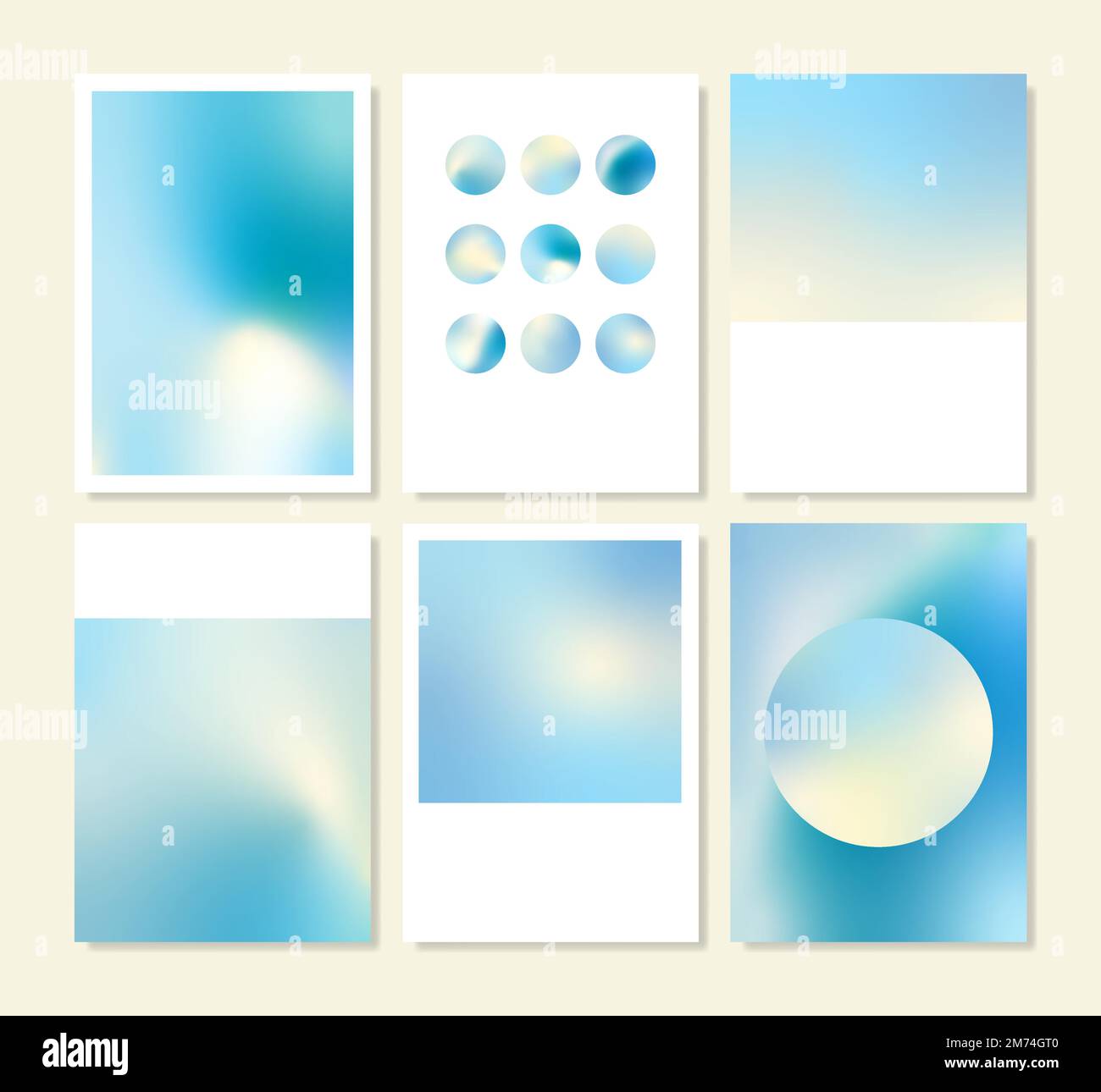 Blue holographic gradient background design set Stock Vector Image ...