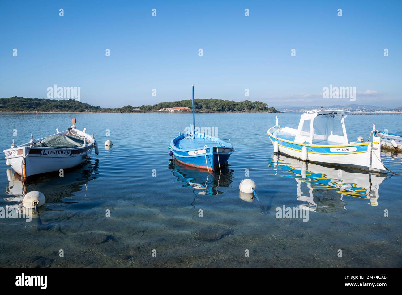 Traditional, colourful and typical fishing boats, the pointu, also ...