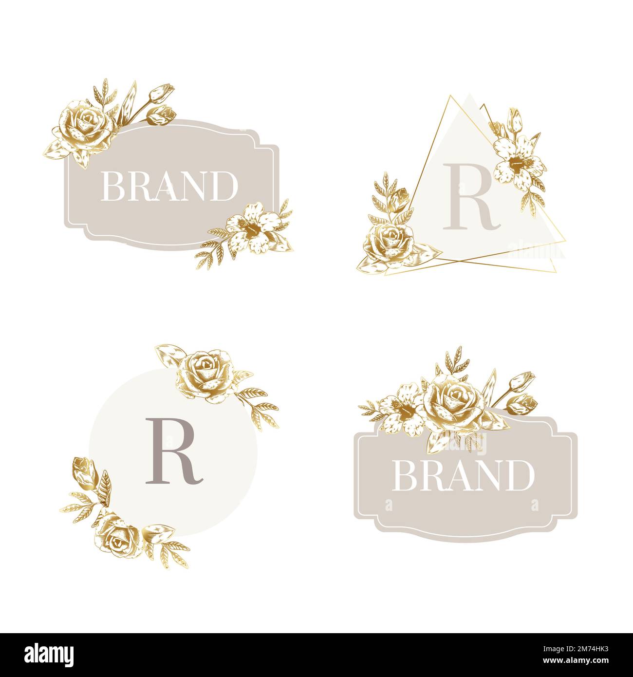 Hand drawn floral badges vector set Stock Vector Image & Art - Alamy
