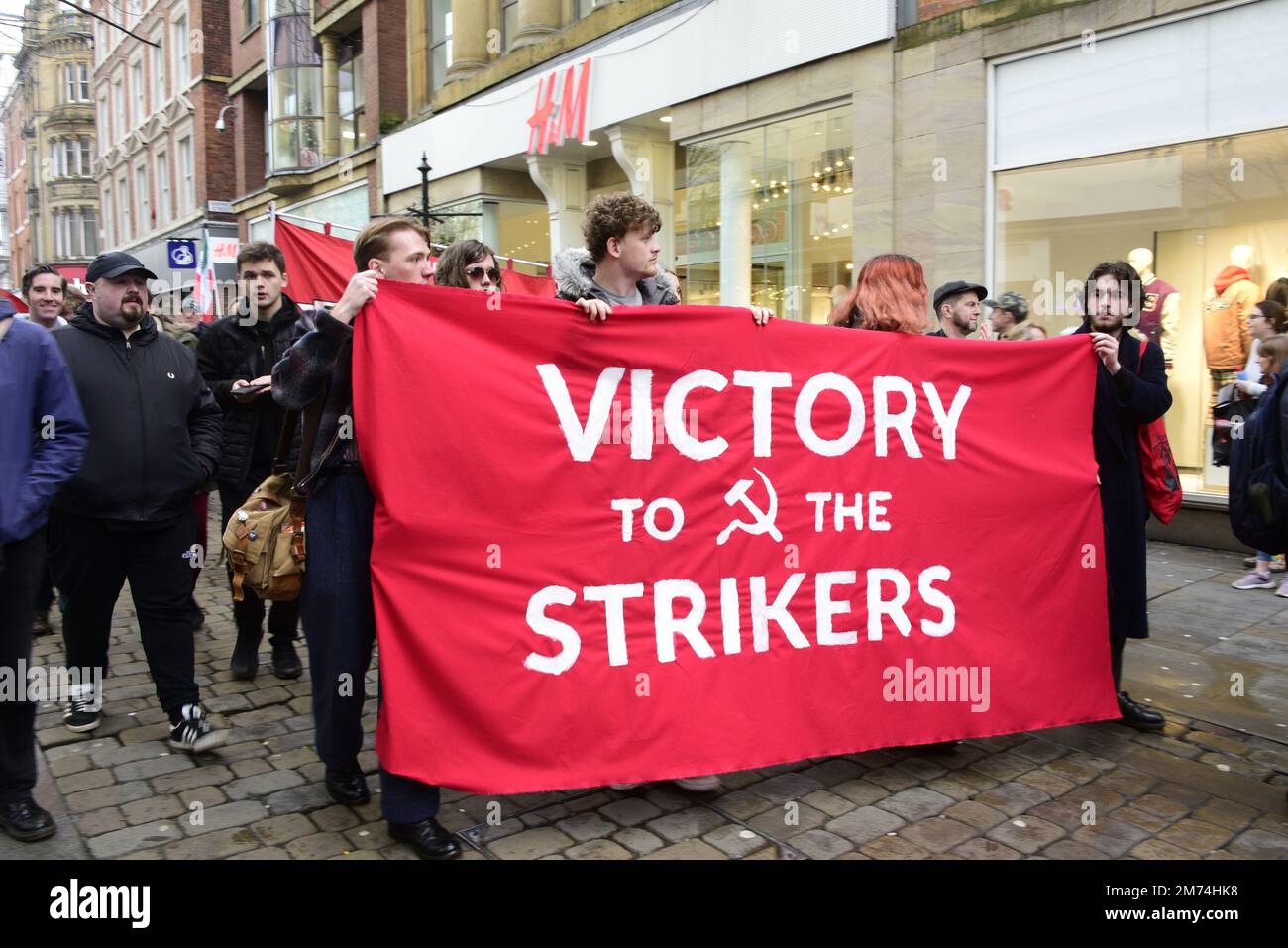 Manchester, UK, 7th January 2023. Protest to support the current rail ...