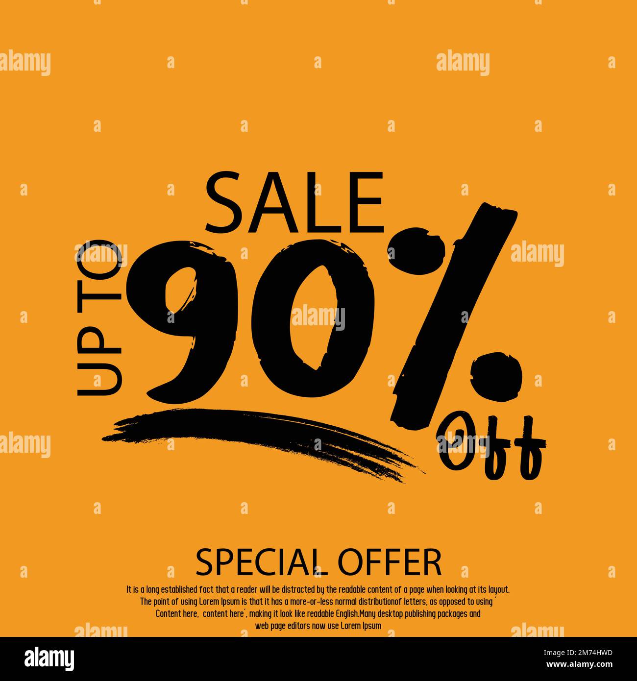 Sale Discount Tag 90% Percent Off Funny Black Typography Text on Yellow ...