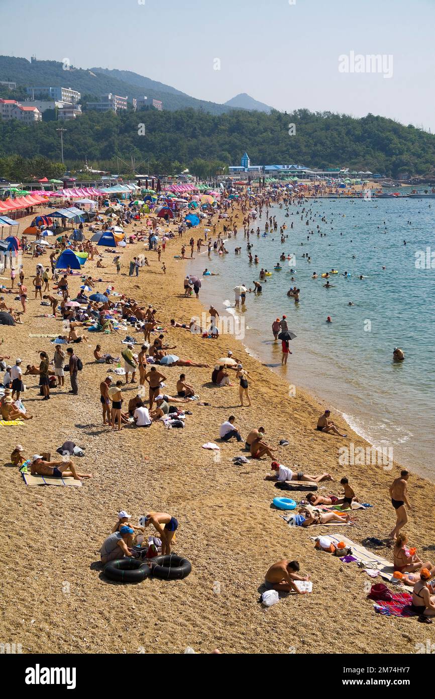 The Scene of the Beach in Dalian Stock Photo - Alamy