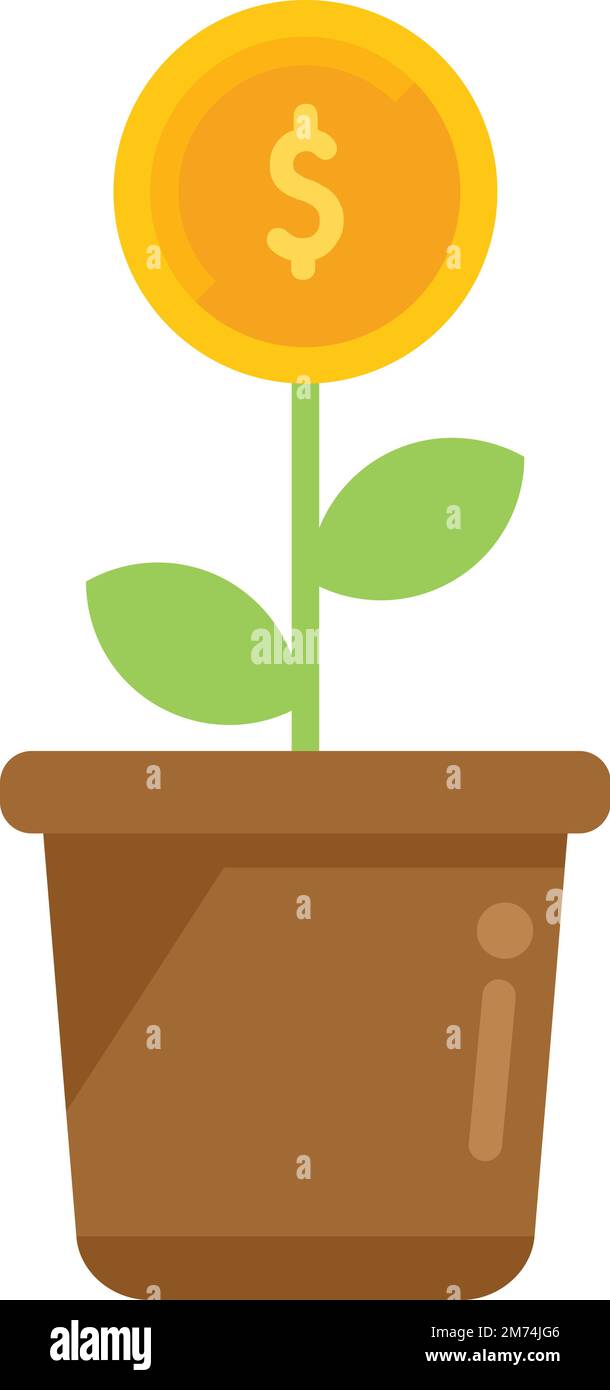 Monetize plant icon flat vector. Media increase. Money strategy ...