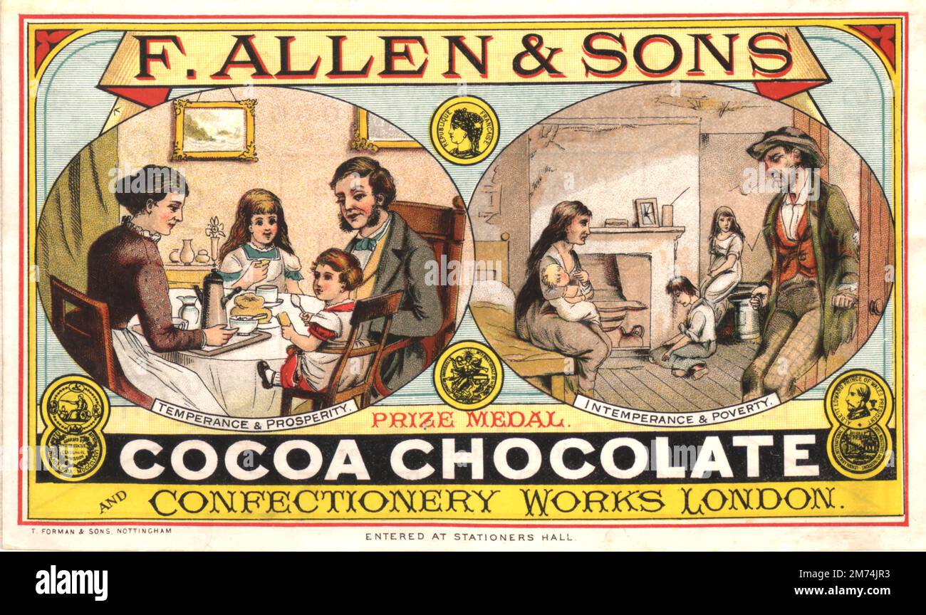 Chocolate cocoa advertisement showing a Victorian era, Cocoa drink ...