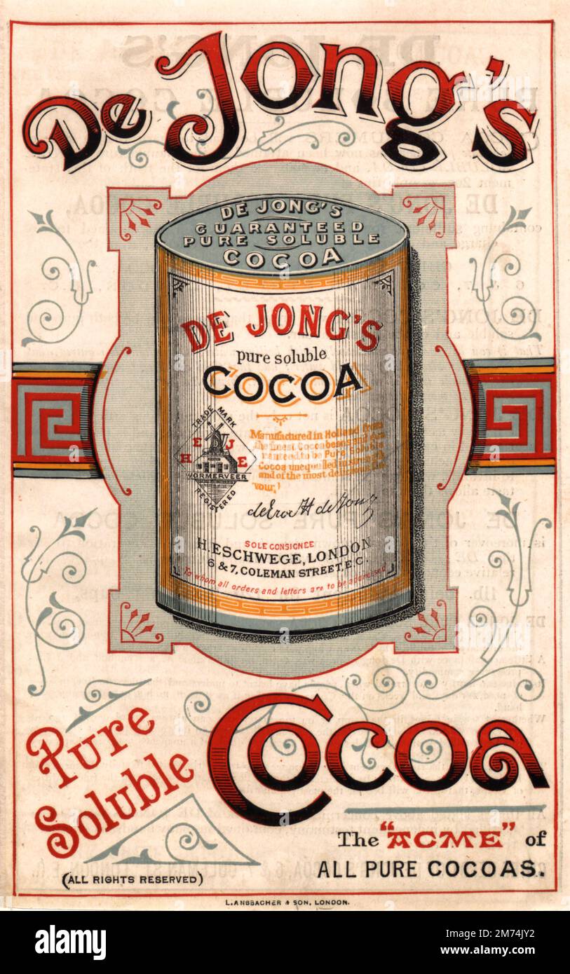 Chocolate cocoa advertisement showing a Victorian era, Cocoa drink ...