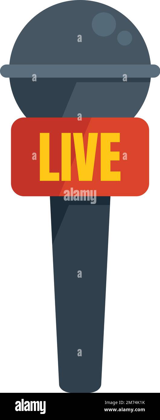 Live microphone icon flat vector. Camera press. Media report isolated ...