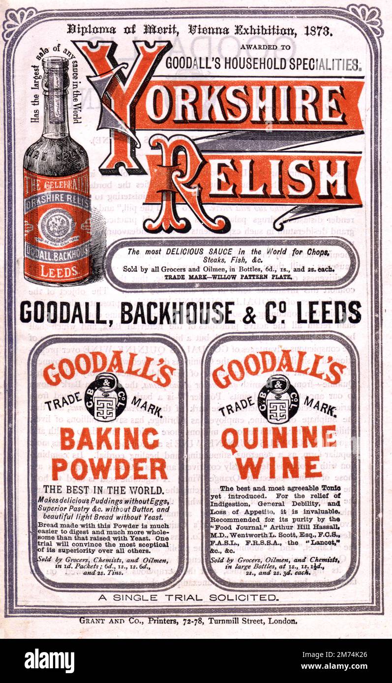 Goodall Backhouse Yorkshire Relish, 1892 advert for the celebrated ...