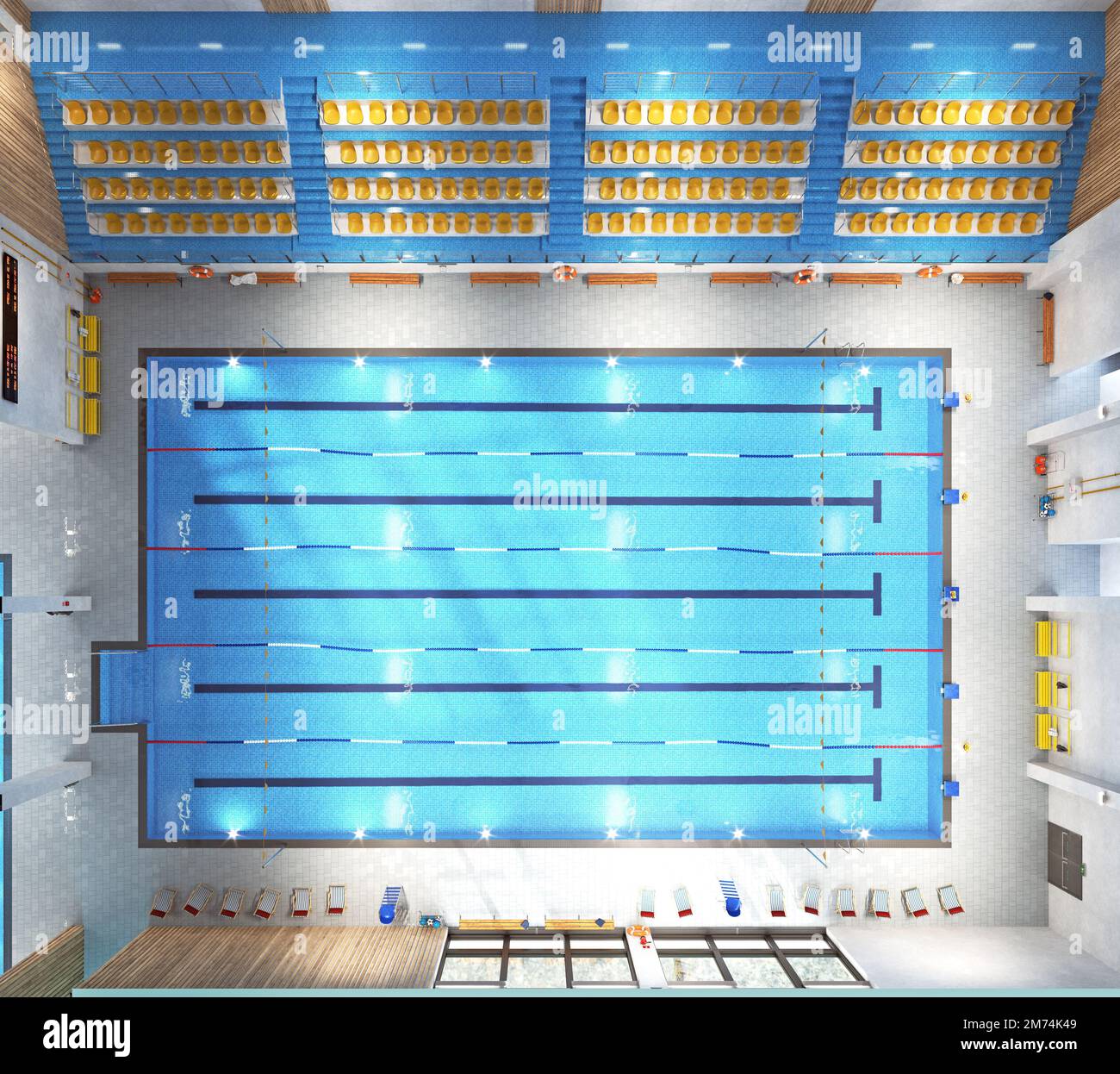 Swimming pool view above. 3d illustration Stock Photo - Alamy