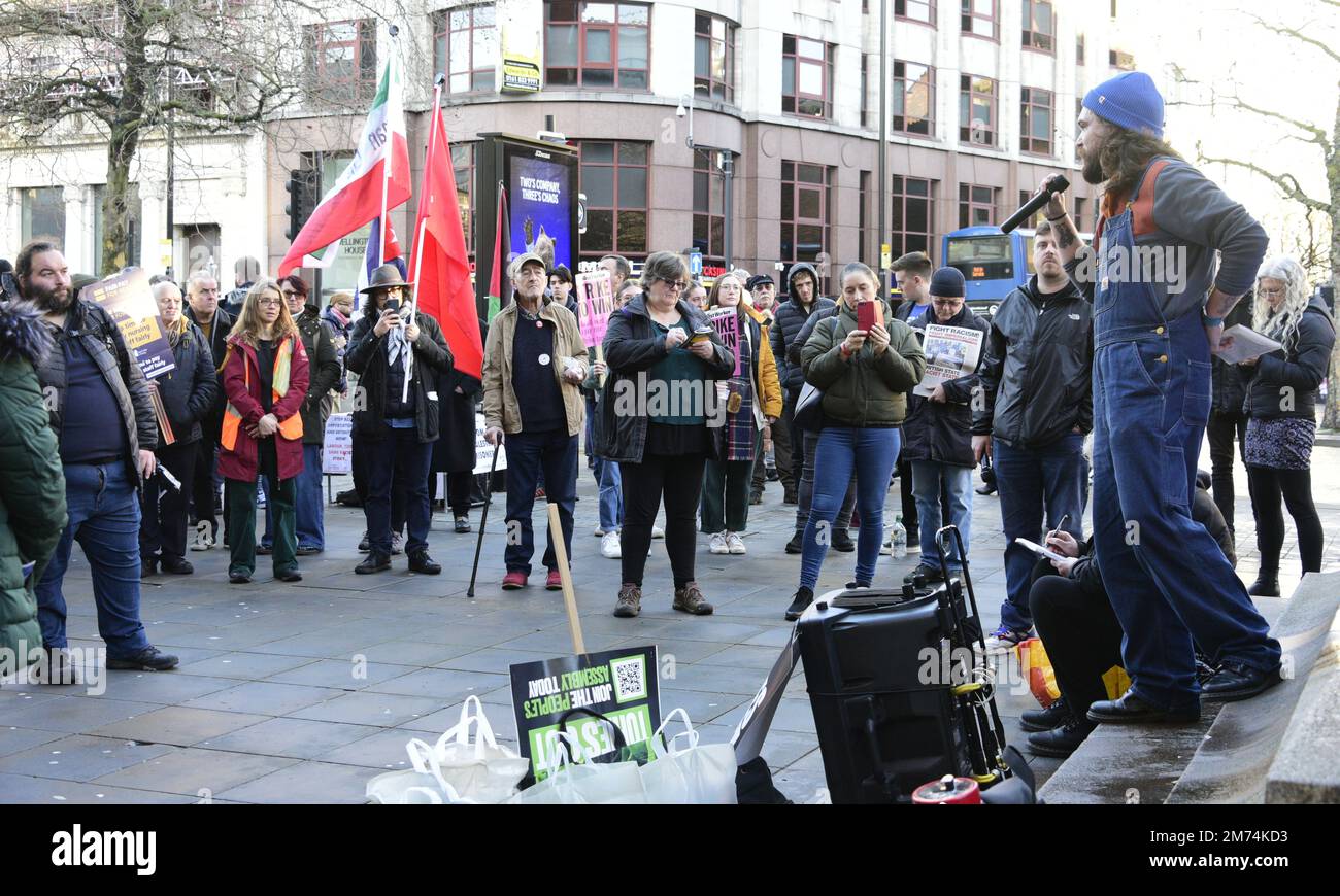 Manchester, UK, 7th January 2023. Protest to support the current rail ...