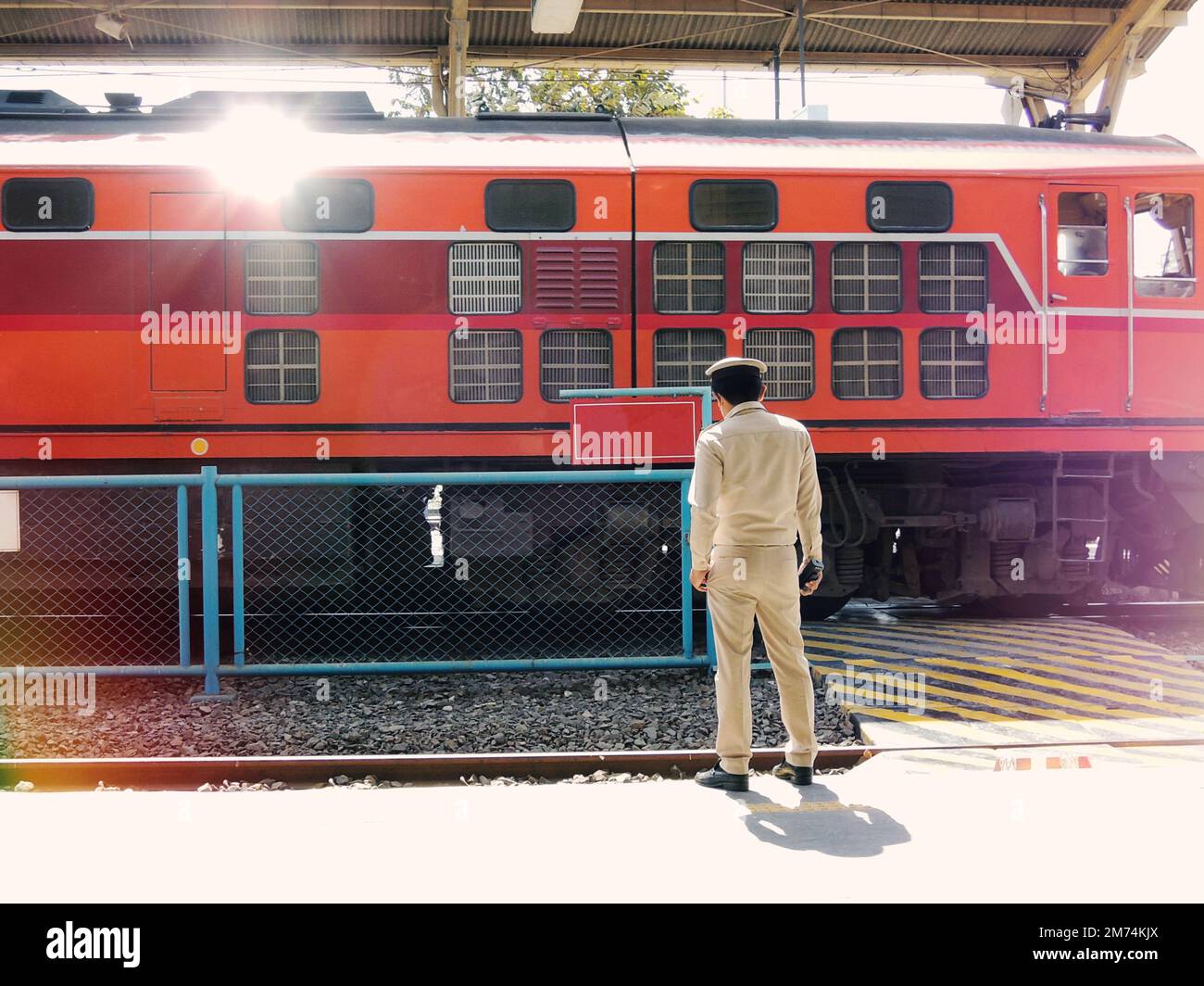 Train operators control the train as it enters and exits the station ...