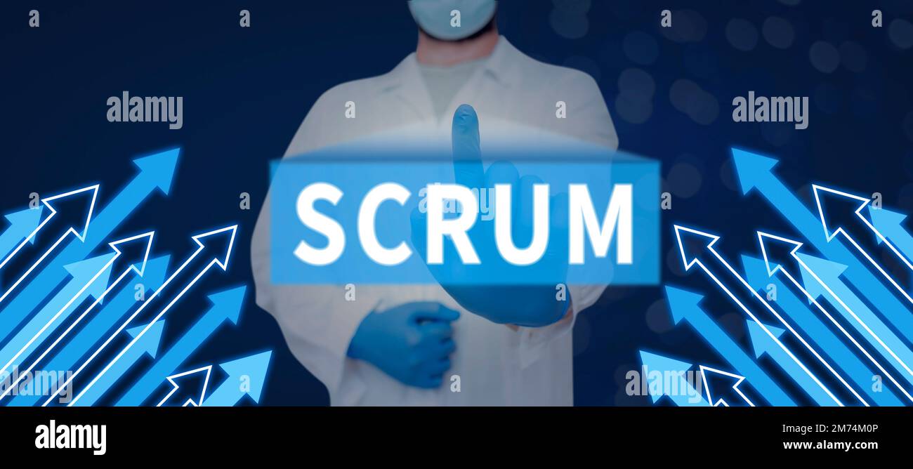 Hand writing sign Scrum. Business overview handwriting as distinct from print written characters ...