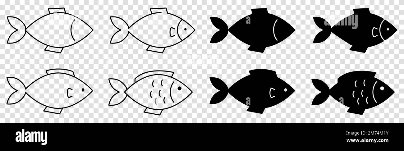 Set of fish vector line icons. Vector illustration isolated on ...