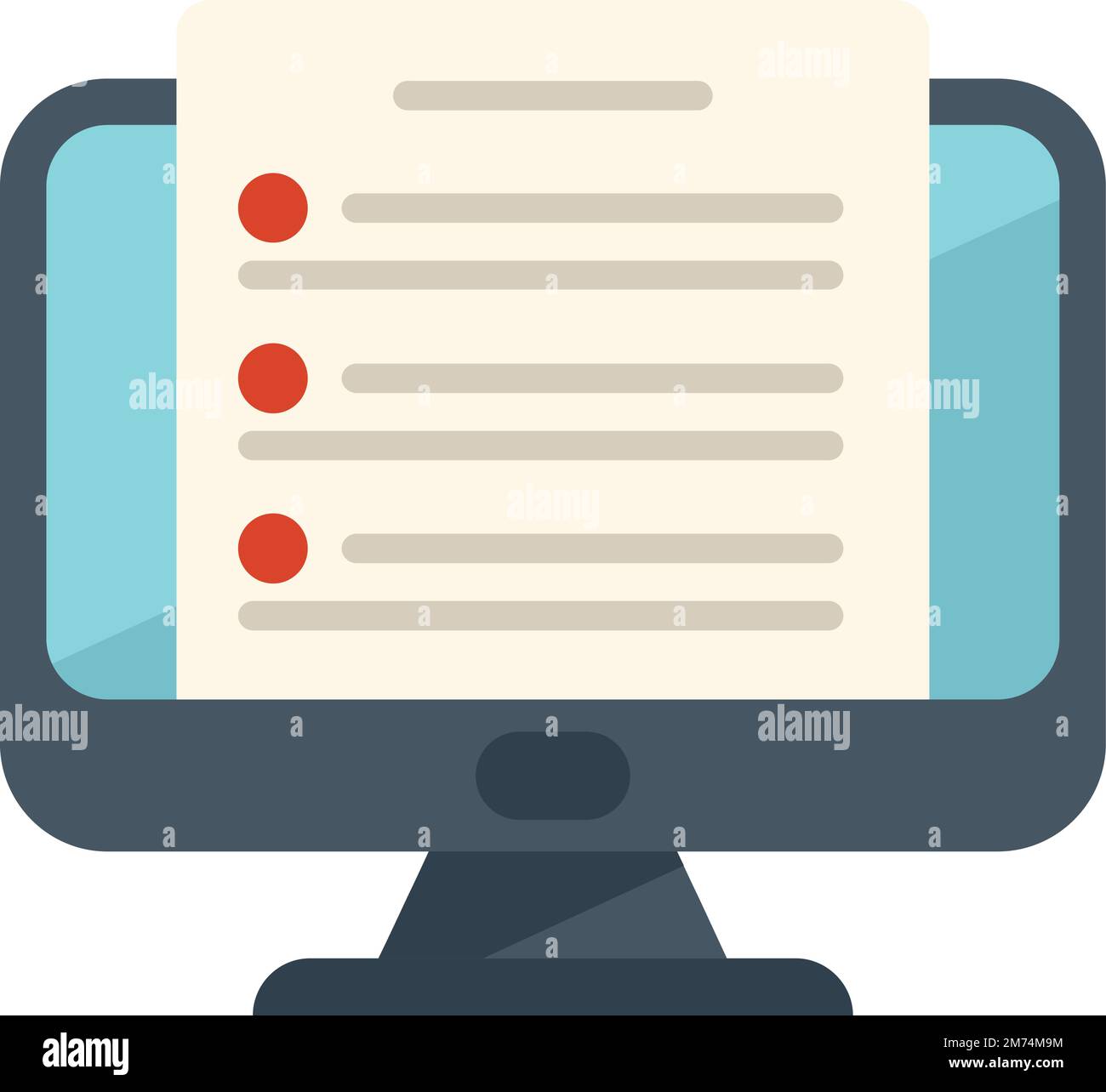 Pc work list icon flat vector. Business checklist. Task project ...