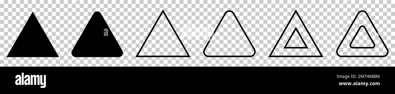 Triangle icons set. Vector illustration isolated on transparent ...