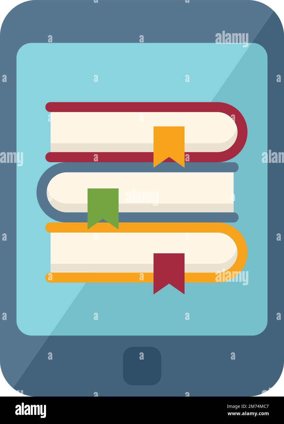Digital book library icon flat vector. Online course. Distance class ...