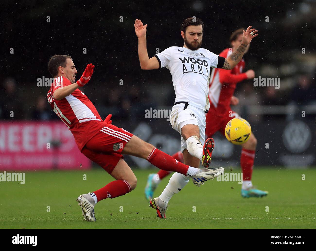 Boreham Wood’s Jack Payne and Accrington Stanley’s Sean McConville ...