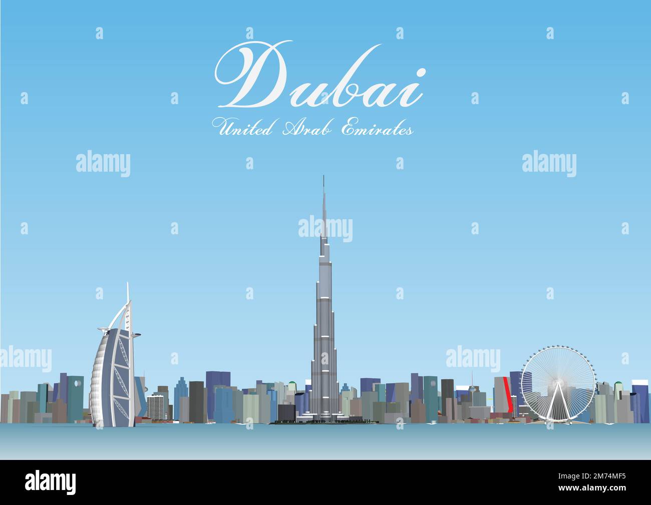 Dubai skyline with panorama in sky background. Vector Illustration ...