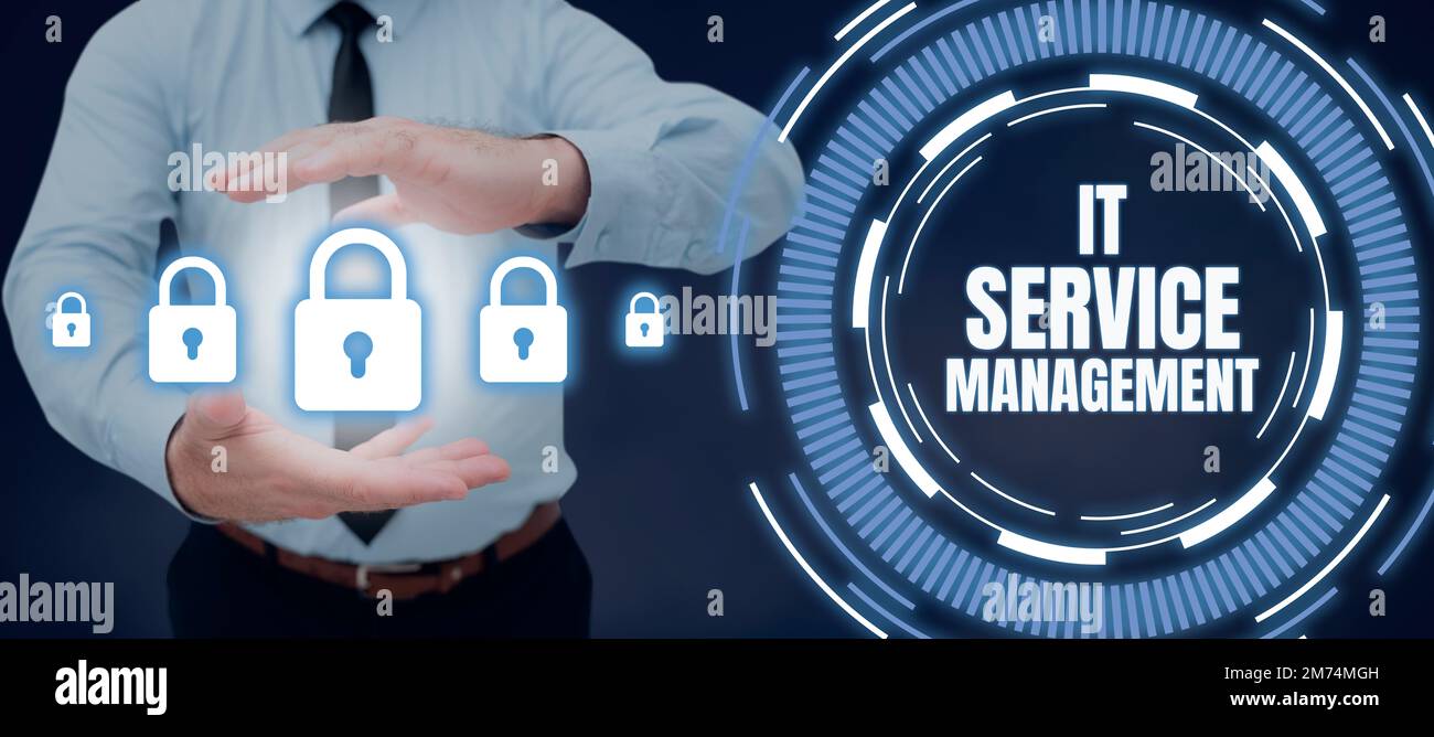 Conceptual caption It Service Management. Business overview the process of aligning enterprise ...