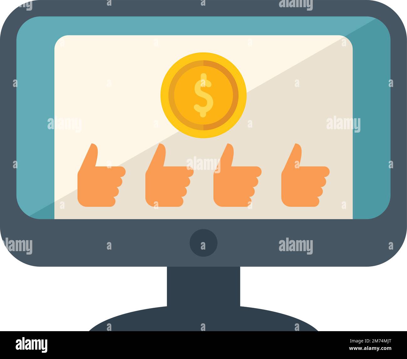 Thumb up monetization icon flat vector. Mobile money. Funnel audience ...