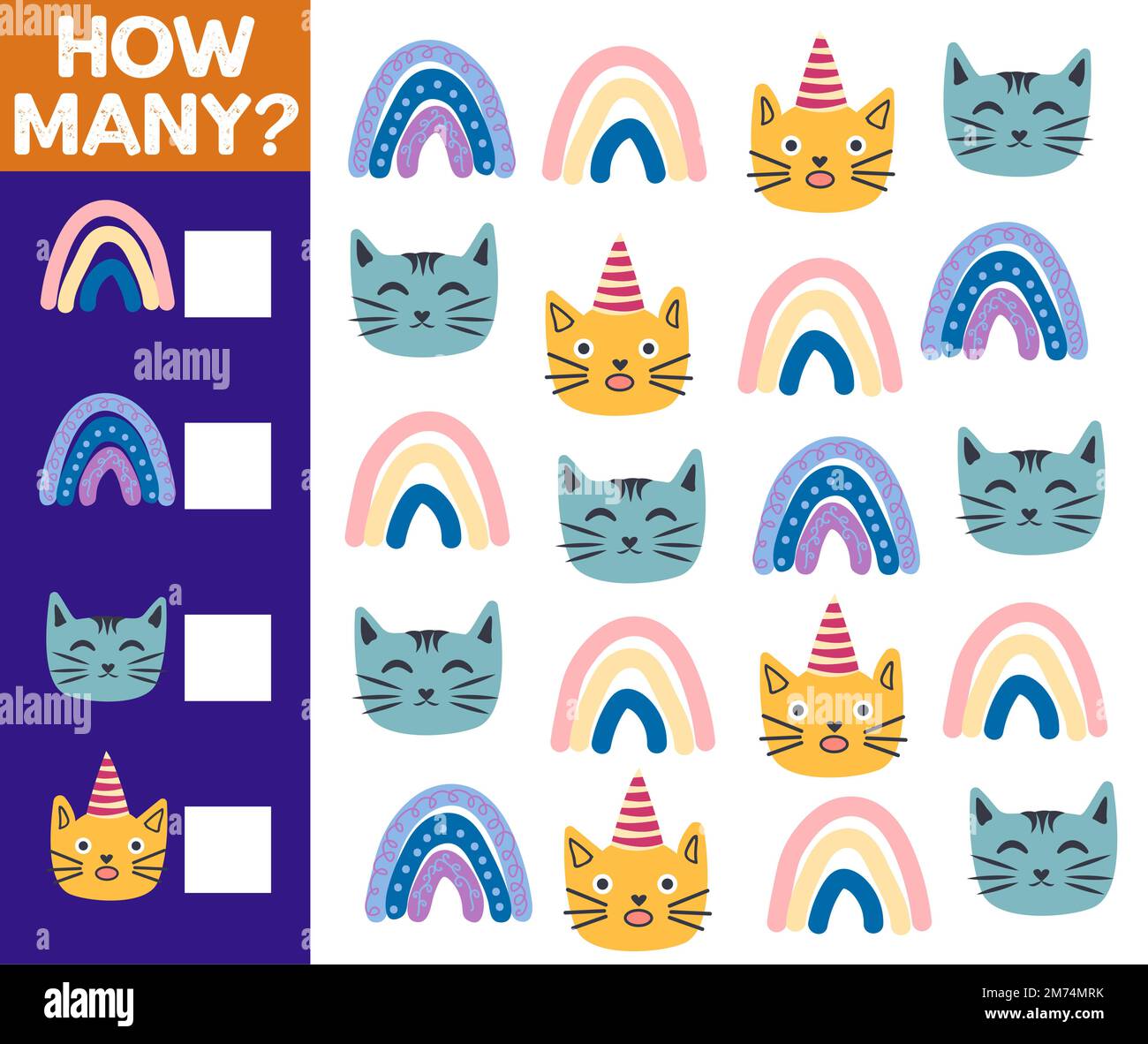 How many Cat, game for children. How many are they game. Count the Cats ...