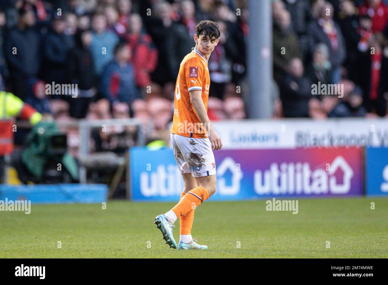 Charlie Patino #28 of Blackpool during the Emirates FA Cup Third Round ...