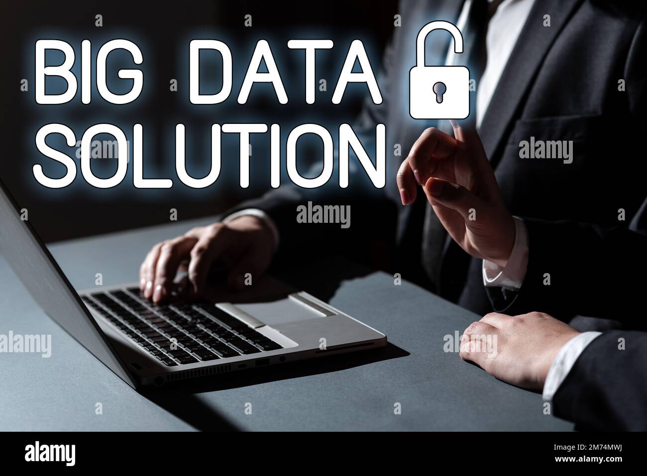 Conceptual caption Big Data Solution. Internet Concept Extracting value from huge volumes of a ...