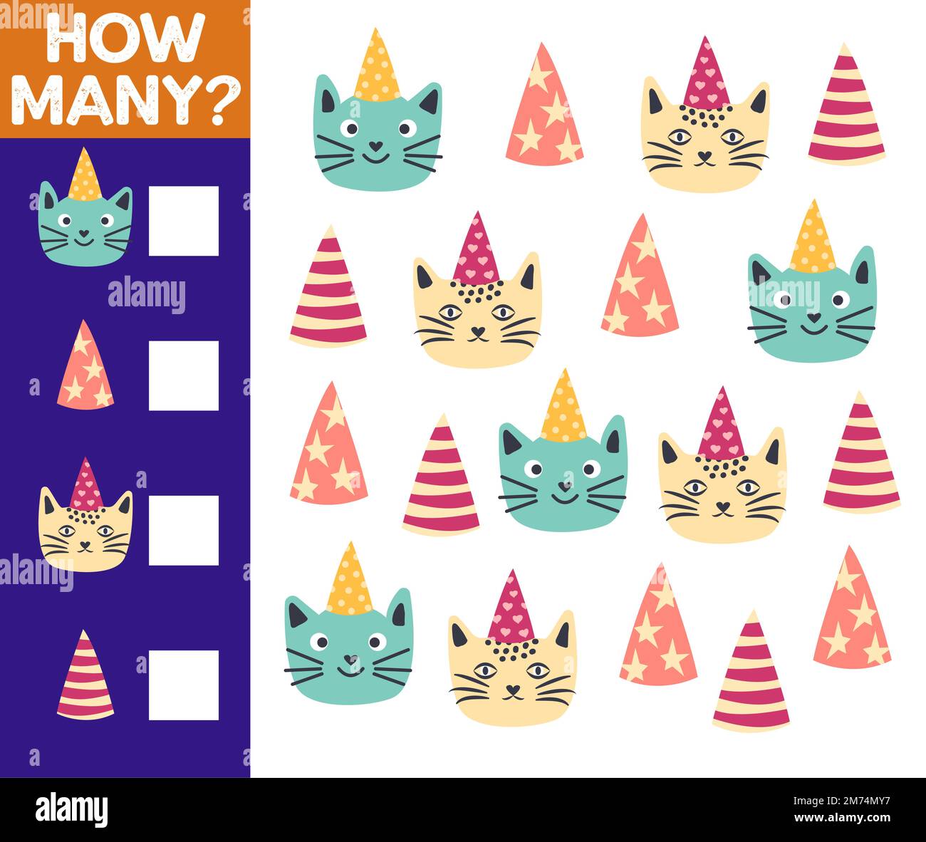 How many Cat, game for children. How many are they game. Count the Cats ...